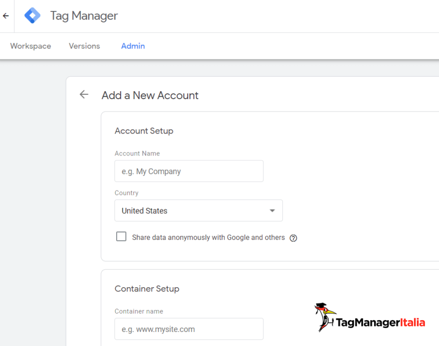 Come creare un Account in Google Tag Manager | Guida 2021