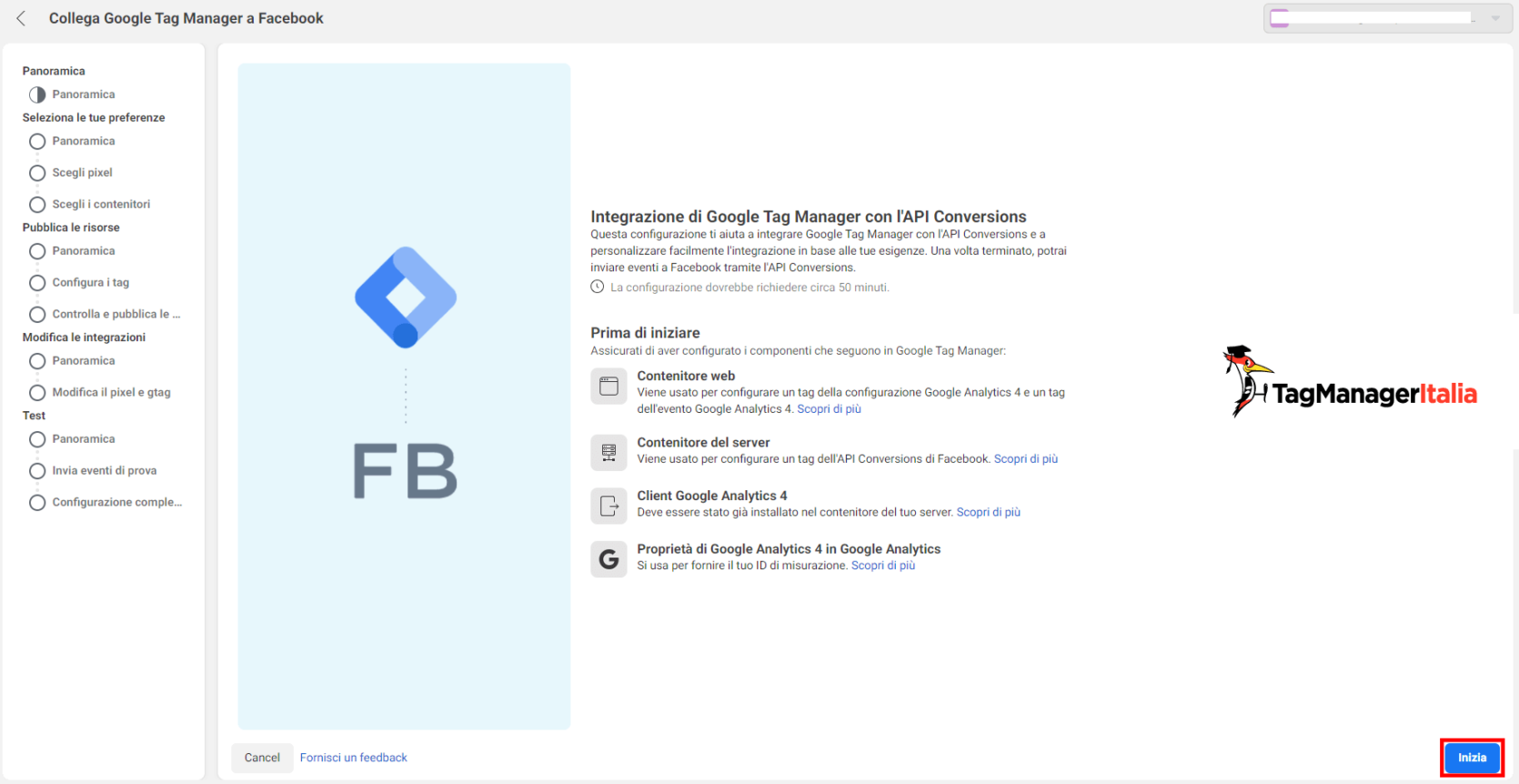 Conversion API di Facebook con l'integrazione per Google Tag Manager
